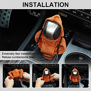 alpmosn Car Gear Shift Cover Fashionable Sweater Desgin, Automative Shift Knob Cover Cute Hoodie Design for Car Gear Shifter Soft Gear Stick Cover Car Interior Accessories(Orange)