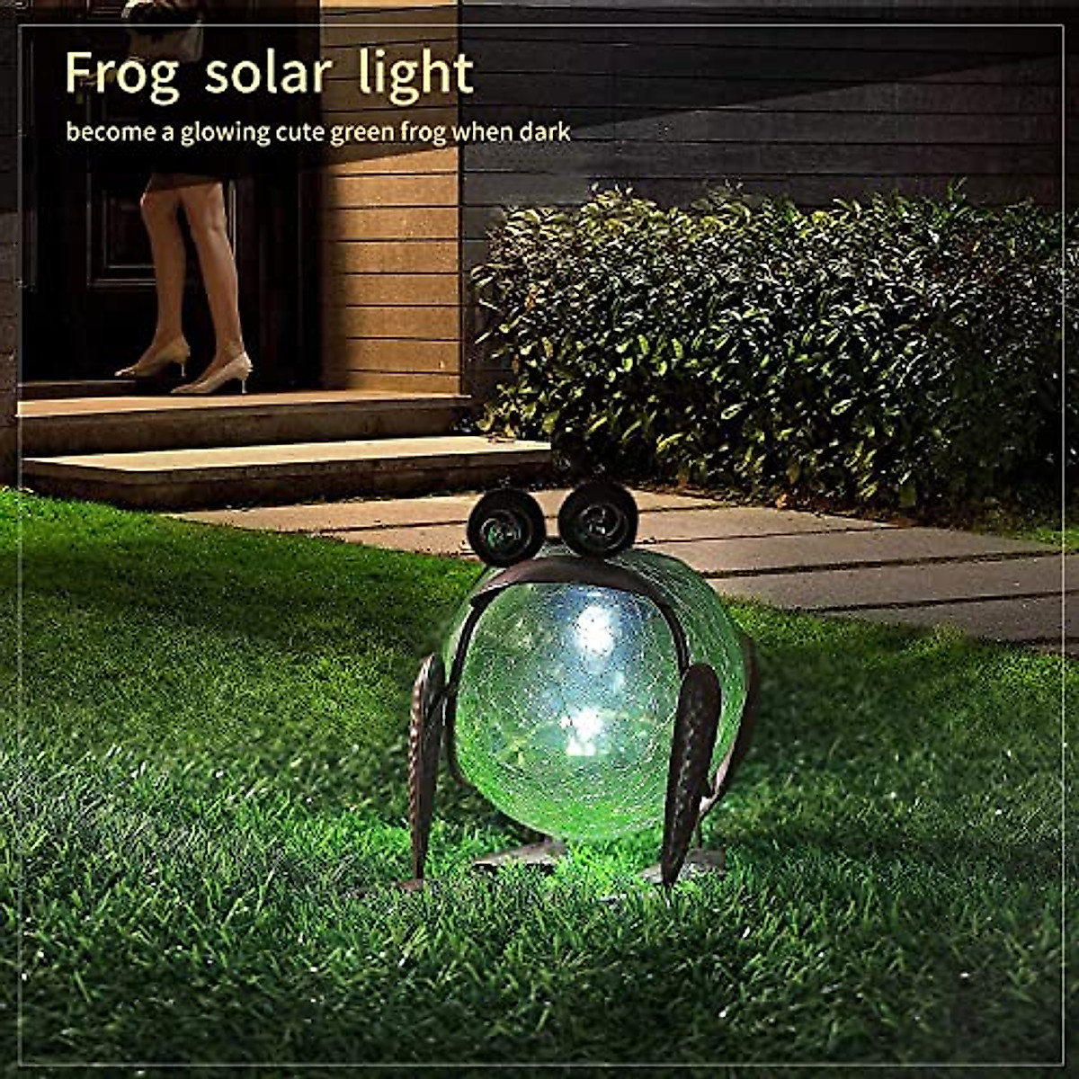 MUMTOP Solar Lantern Outdoor Waterproof LED Solar Lights Frog Decorative Tabletop Lanterns for Patio Garden Table Decor