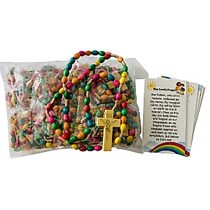 Westmon Works Children's Rosary Bulk Favors Lot Dozen Deluxe Set with Our Father Hail Mary Holy Cards, Pack of 12