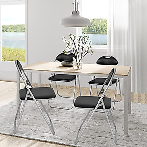 ARLIME Folding Chairs Set of 6, Foldable Chairs w/Handle Hole, Steel Frame, 330 Lbs Weight Capacity, Stackable Padded Folding Chairs for Events Wedding Party