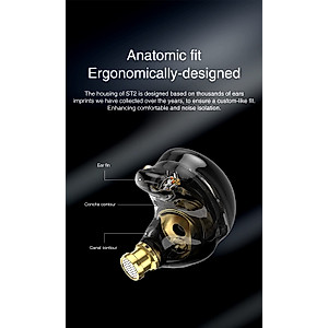 FEDAI TRN ST2 Extra Bass High Fidelity Earbuds,in-Ear Earphone Headphones Balanced Armature Driver Hybrid Technology Earphones Headset Over Ear Noise Cancelling Headphones Wired Earhook(Black mic) …