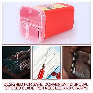 Lurrose Razor Blade Bank Safe Razor Blades Dispenser Case Plastic Blades Box Disposal Collect Box Blades Waste Bucket Blades Holder for Barbershop Salon Use Red