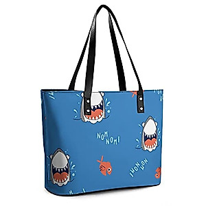 Womens Handbag Shark Fish Leather Tote Bag Top Handle Satchel Bags For Lady