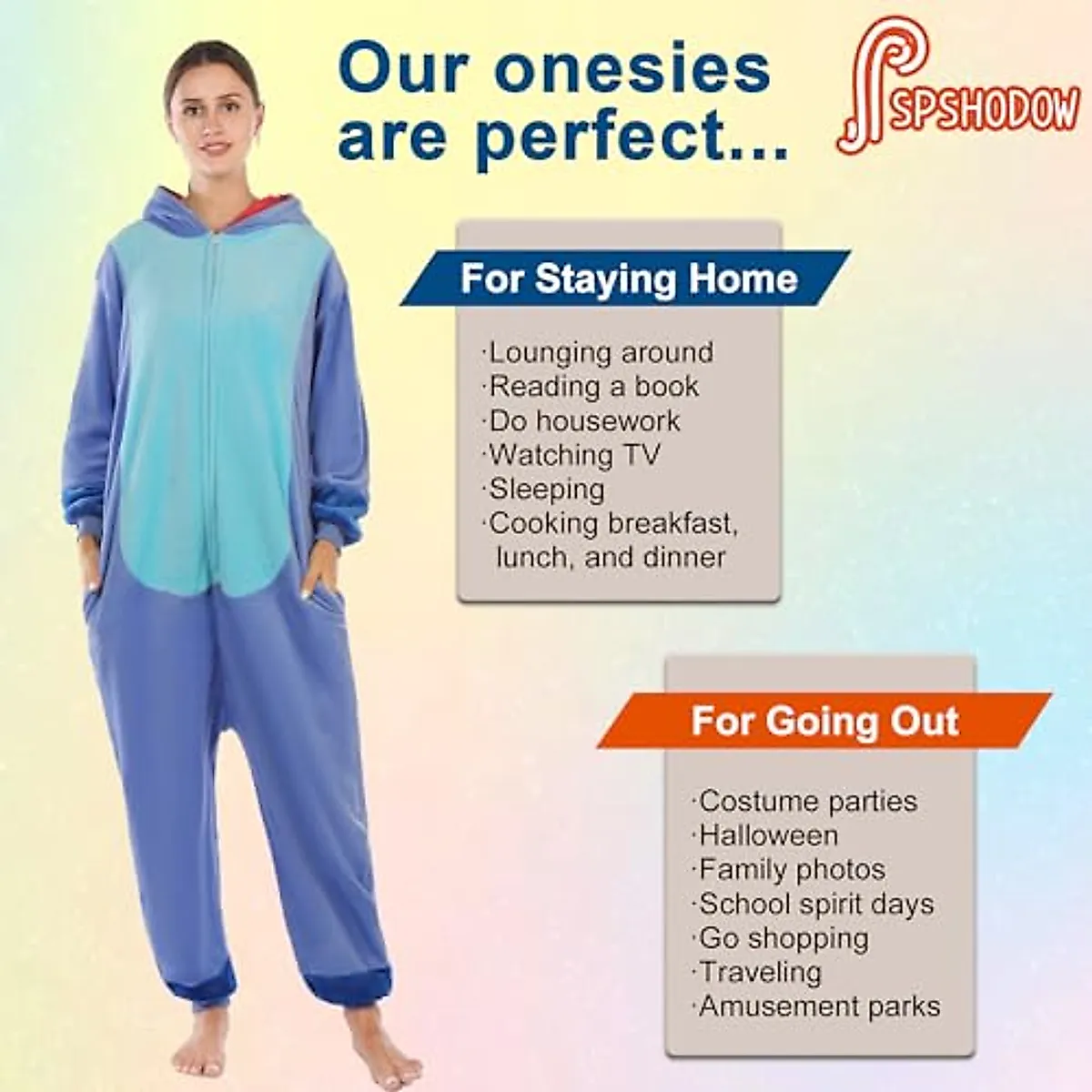 SPSHODOW Unisex Adult Onesie Pajamas,Animal One Piece Flannel Sleepwear Halloween Costume Homewear