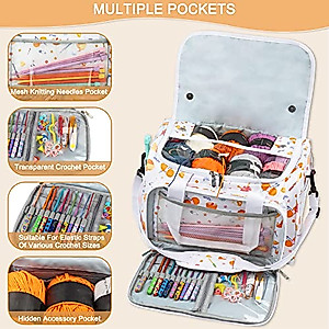 Coopay Huge Crochet Bag Knitting Bag for Crochet Hooks, Portable Yarn Bag Travel Crochet Bag with Removable Inner Divider for Crochet Yarn & Knitting Crochet Supplies -Ideal Knitting Gifts