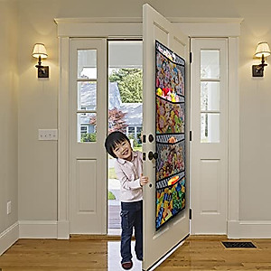 Stuffed Animal Storage，Hanging Stuffed Animal Storage，Plush Toy Storage Bag 4 Extra Large Capacity Breathable Grids with 4 Metal Door Head Hooks and Self Adhesive Wall Hooks for Toys, Clothes