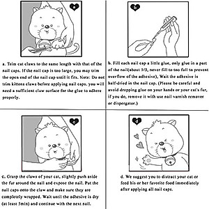 100pcs Cat Nail Caps/Tips YMCCOOL Pet Cat Kitty Soft Claws Covers Control Paws of 10 Multi-Colors Nails Caps and 5Pcs Adhesive Glue 5 Applicator with Instruction