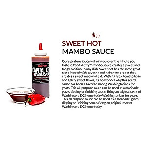 Capital City Mambo Sauce - Sweet Hot Recipe | Washington DC Wing Sauces | Perfect Condiment Topping for Wings, Chicken, Pork, Beef, Seafood, Burgers, Rice or Noodles | 12 oz Bottles (2 Pack)