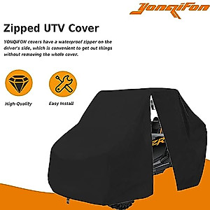 YONQIFON 2 Seater UTV Cover with Zipper UTV Covers Waterproof Outdoor Heavy Duty All Weather Easy Install Compatible With Polaris Ranger Yamaha Wolverine Can-Am Honda Kawasaki Teryx CFMOTO Zforce