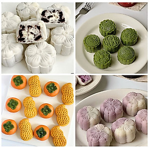 Fruit mid-autumn moon cake press mold, hand-pressed mooncake dessert DIY with 1 stamp flower, moon cake puff pastry press mold DIY (1 Chestnut Stamp-1)