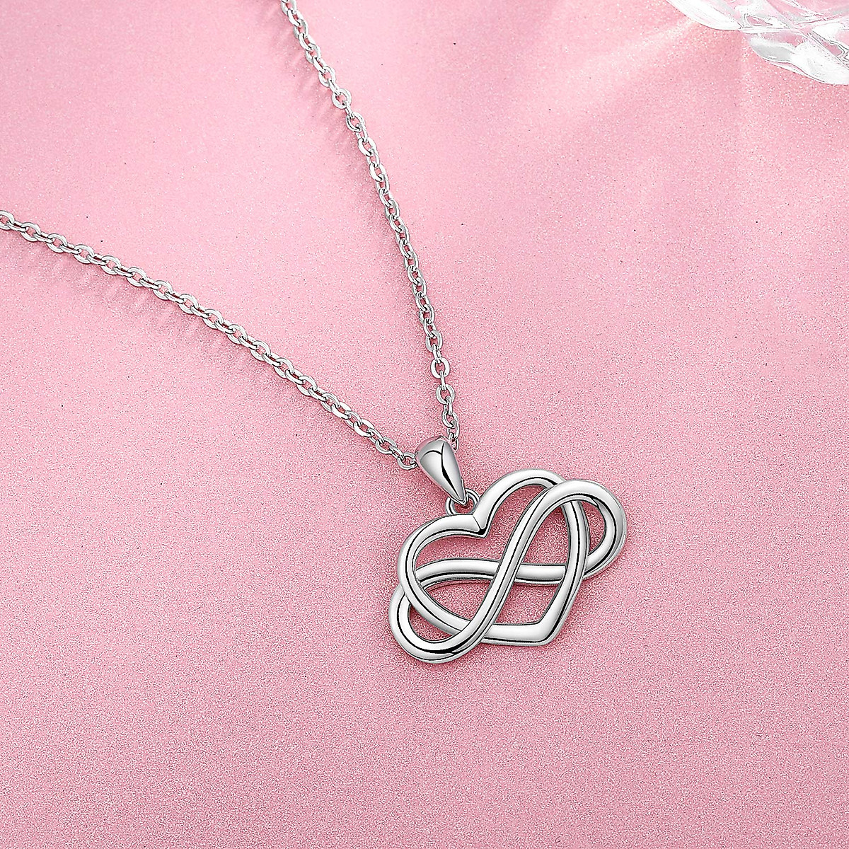 Bolelis Infinity Love Heart Necklace - Sterling Silver Infinity Heart Pendant Necklace for Women and Girlfriends Valentine's Day, Anniversary and Birthday Jewelry Gifts