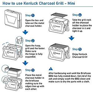 KENLUCK Mini Charcoal Grill, Portable Backpack Stainless Steel BBQ Grill, Table Top Collapsible Barbecue Grill for Small Patio and Backyard, Foldable Outdoor Accessories for Camping, Picnic, Beach (Lucky Gloss Red)