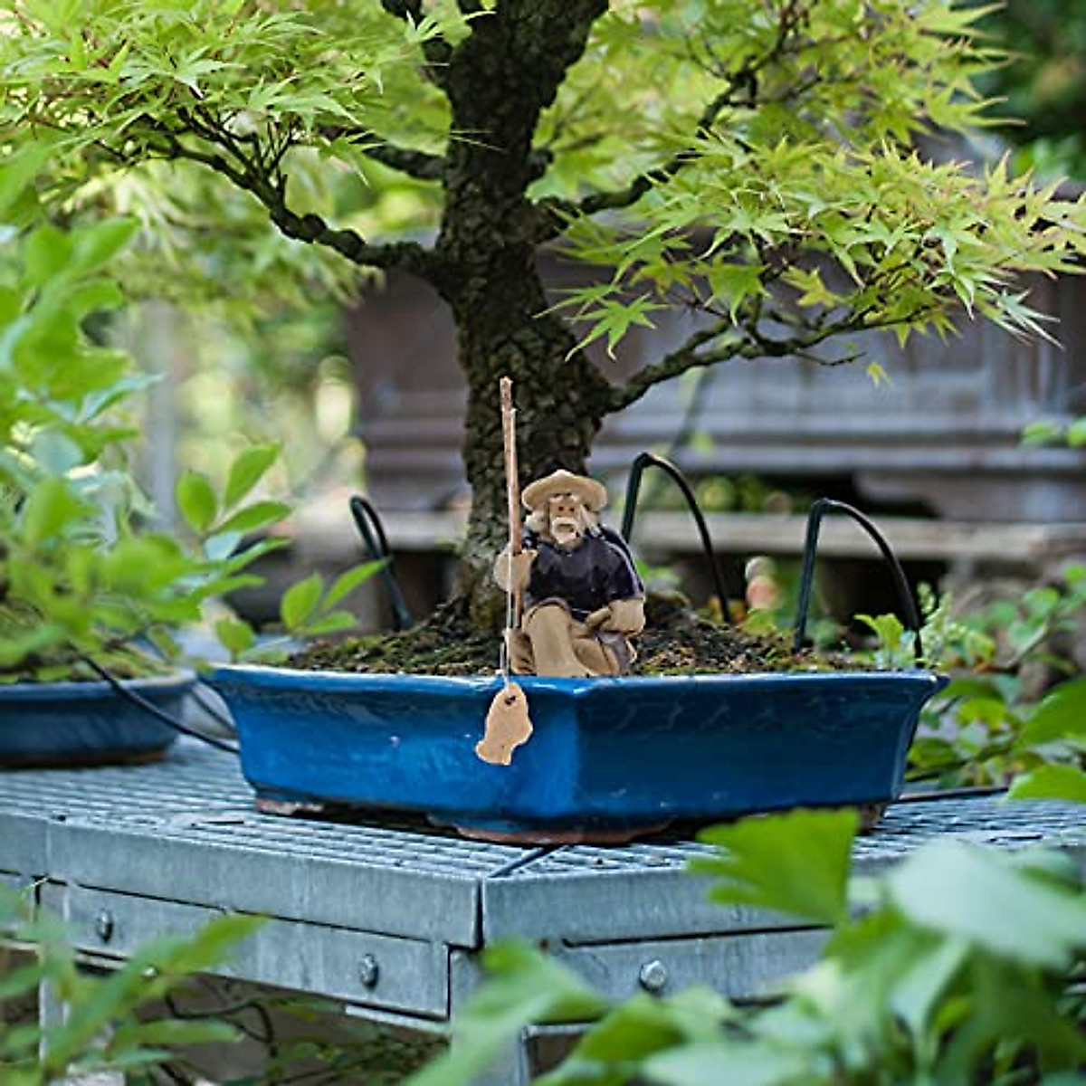 Yardwe 1pc Fisherman Ornament Pagoda Statue Small Human Garden Statue Figurine Fish Tank Fisherman Aew Action Figures Crafts for Boys Aquarium Adornments Ceramic Pagoda Elder Glass