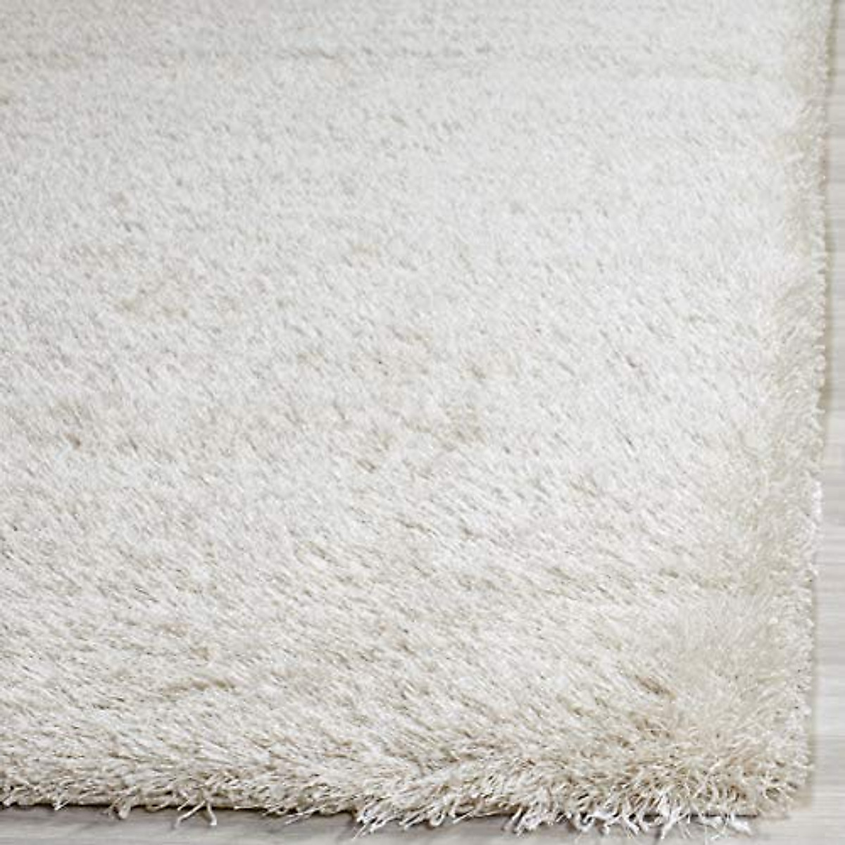 SAFAVIEH Charlotte Shag Collection 8' x 10' Ivory SGC720A Non-Shedding Living Room Bedroom Dining Room Entryway Plush 2-inch Thick Area Rug