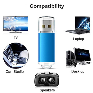 TOPESEL USB Flash Drive 5 Pack 32GB USB 2.0 Flash Drive Memory Stick USB Drive Jump Drive USB Storage Flash Drives Pen Drive Thumb Drives (5 Mixed Colors: Black Blue Green Red Silver)