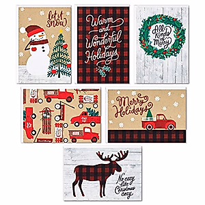 Hallmark Boxed Christmas Cards Assortment, Rustic Holidays (6 Designs, 24 Cards with Envelopes)