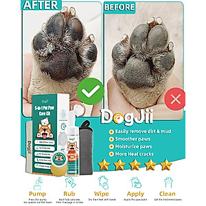 Dog Paw Care Kit | No-Rinse Paw Cleaner for Dogs & Cats (7 Fl Oz)| Paw Balm for Heal Dry Cracked Paws & Nose | Safe & Natural Foaming Feet Cleaner with Silicone Brush Dogs
