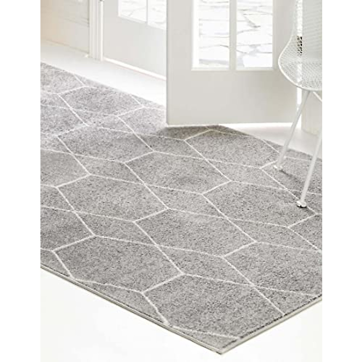 Unique Loom Trellis Frieze Collection Area Rug - Geometric (5' 1" x 8', Light Gray/ Ivory)