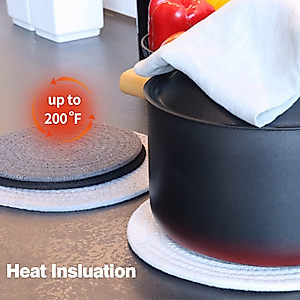 Coomin Trivets for Hot Dishes and Pans, 4Pcs Heat Resistant Pot Holders for Kitchen, 9.5 inch and 7 inch Handmade Woven Potholders, Cotton Pad Mats for Quartz Countertops and Table, Home Decor