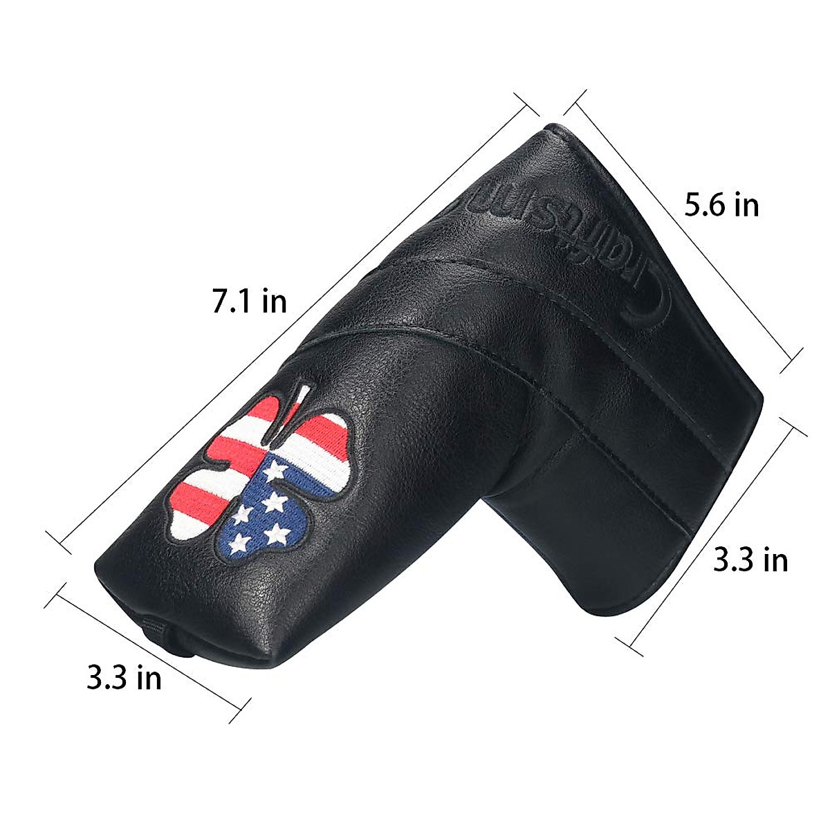 Craftsman Golf USA Clover US Flag Leather Black Golf Putter Blade Head Cover Headcover Magnetic Closure for Scotty Cameron Odyssey