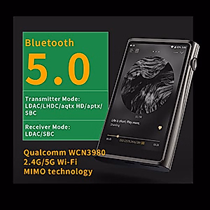 SHANLING M7 Digital Audio Player,Portable MP3/MP4 Player,Hi-Res Bluetooth Music Player,2.4G/5G WiFi|ES9038Pro DAC|5.0inch HD Screen|6+128GB|Android10 Snapdragon 665|16X MQA|3.5&4.4mm|900mW@32Ω Output
