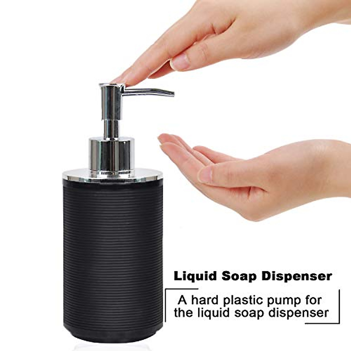 CERBIOR Bathroom Accessories Set 6 Piece Bath Ensemble Includes Soap Dispenser, Toothbrush Holder, Toothbrush Cup, Soap Dish for Decorative Countertop and Housewarming Gift, Black