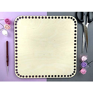 Basket Bottom, 10 inch 25 cm. Square Wooden Base Crochet Weaving Craft Supplies