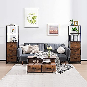 Giantex 6 Tier Storage Cabinet, 61.5” Tall Storage Rack Storage Bookshelf w/Folding Drawers, Shelves, Steel Frame, Anti-toppling Device, Dresser for Bedroom, Living Room, Entryway Display Cabinet(1)