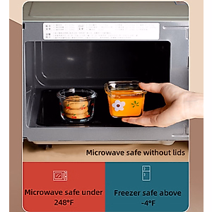 2 Pack 4 OZ Mini Glass Food Storage Containers with Lids,Square Round Cherry Food Jars Small Glass Container for Food Portion,Sauce,Snack,Yogurt,Airtight,Freezer Microwave Safe(red)