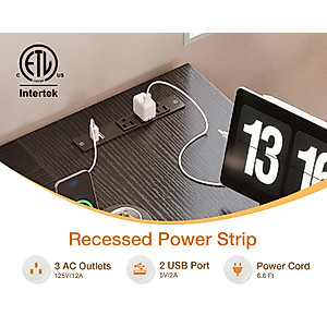 ODK 59" L Shaped Desk with Power Outlet and USB Charging Ports, Reversible L Shaped Computer Desk with Storage Shelves, Home Office Desk, Gaming Desk, Corner Desk, Black