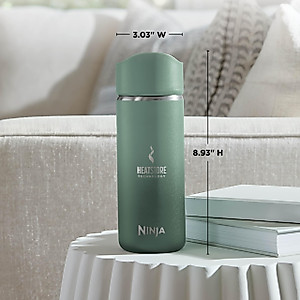 Ninja, Travel Mug, Sip Perfect 16oz, Brings Hot Drinks to Sippable Temperature in Minutes, Stainless Steel, Leak Proof, Dishwasher Safe, Metal Insulated Tumbler, Green, DW1603GN