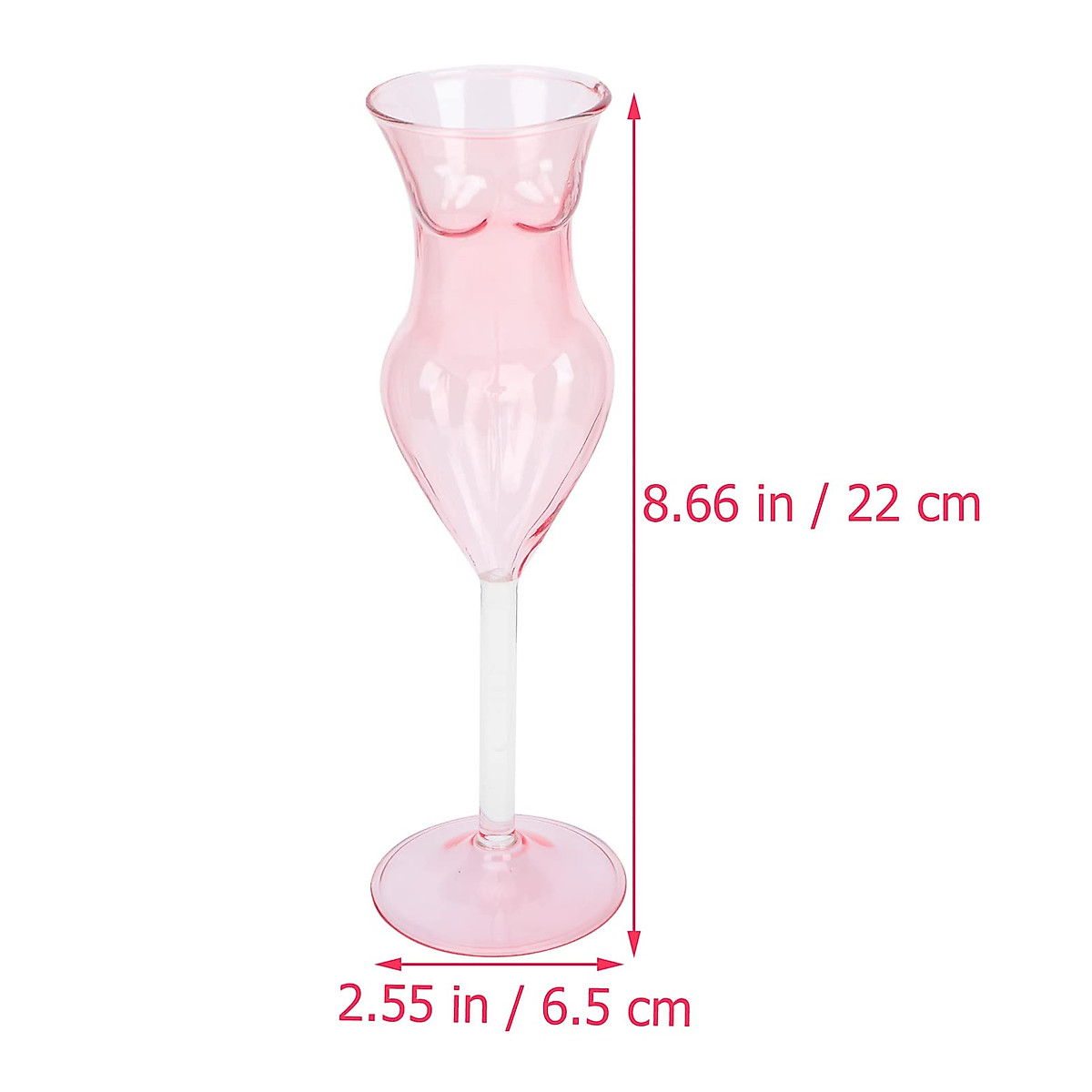 DOITOOL Miss Wine Glass Body Glass Set of 2 Clear Cocktail Glass Body Shaped, Unique Martini Glasses Beauty Body Shaped Wine Glass Goblet Cups Glassware for KTV Home Bar Club Restaurant ( Pink )