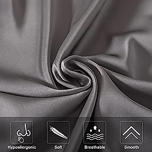 Mulberry Silk Pillowcase for Hair and Skin,Standard Size Cooling Silk Pillow Case with Hidden Zipper,Allergen Proof Dual Sides Soft Breathable Smooth Silk Pillow Cover for Women(Standard,Dark Gray)