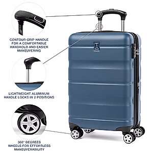 Travelpro Runway 2 Piece Luggage Set, Carry-on & Convertible Medium to Large 28-Inch Check-in Hardside Expandable Luggage, 8 Spinner Wheels, TSA Lock, Hardshell Suitcase, Teal Blue