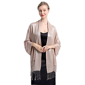 RonFoxi Rose Gold Sparkly Evening Shawls, Glittering Metallic Wraps and Scarves for Women Wedding Dresses (Rose Gold)