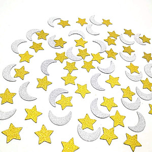 Twinkle Twinkle Little Star and Sliver Moon Confetti for Birthday Party Shower Wedding Party Decor and Table Decor confetti Glitter Paper Confetti 200 Pcs
