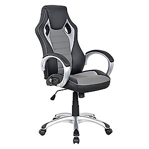 X Rocker Rogue Sound Office Chair, with Bluetooth, Wireless, Height Adjustable, 0777001, 26.33" x 23.58" x 44.01", Gray and Black