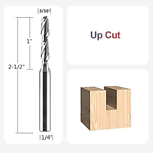 SpeTool Carbide CNC Router Bits 3/16 inch Cutting Diameter Up Cut Router Bit with 1/4 inch Shank Suitable for CNC Engrave Carving