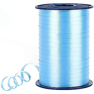 Morex Ribbon 253/5-602 Crimped Curling 3/16" X 500 YD Wired Ribbon for Gift Wrapping, Light Blue, Birthday Decorations for Boys and Girls, Party Favors for Kids and Adults, Christmas Ribbon for Crafts