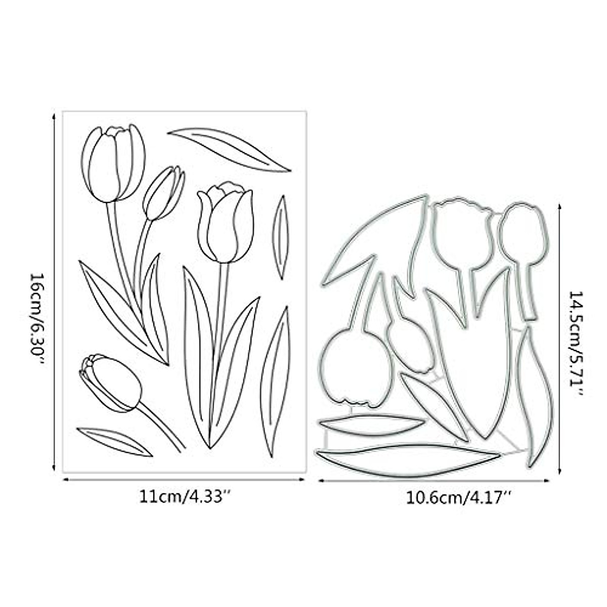 Tulip Silicone Clear Stamp and Die Sets for Card Making, DIY Embossing Photo Album Decorative Craft