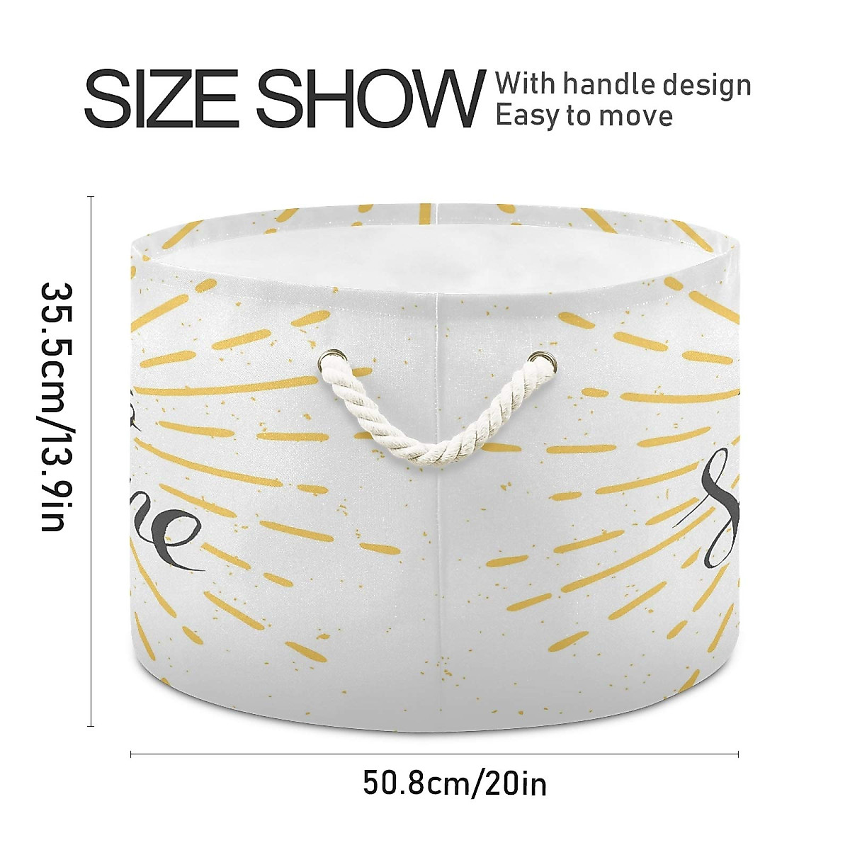 Oyihfvs Yellow Burst Hello Sunshine Round Storage Basket Bin Collapsible Waterproof Laundry Hamper Large Baby Nursery Bucket Organizer Handles Bedroom Closet Toys Gifts Multi 39 20inchx20inchx14inch