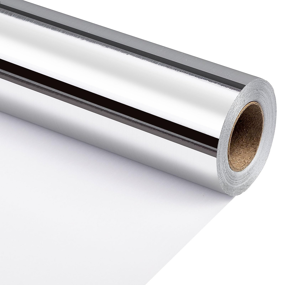 Flyhill Silver Wrapping Paper-17inch*32.8ft（46.8 sq.ft.-Metallic Solid Color with Mirror Finish Gift Wrap for Birthday,Wedding,Bridal Shower,Mothers Day