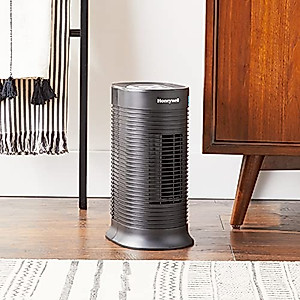Honeywell AllergenPlus HEPA Tower Air Purifier, Airborne Allergen Reducer for Small Rooms (75 sq ft), Black - Wildlfire/Smoke, Pollen, Pet Dander, and Dust Air Purifier, HPA060