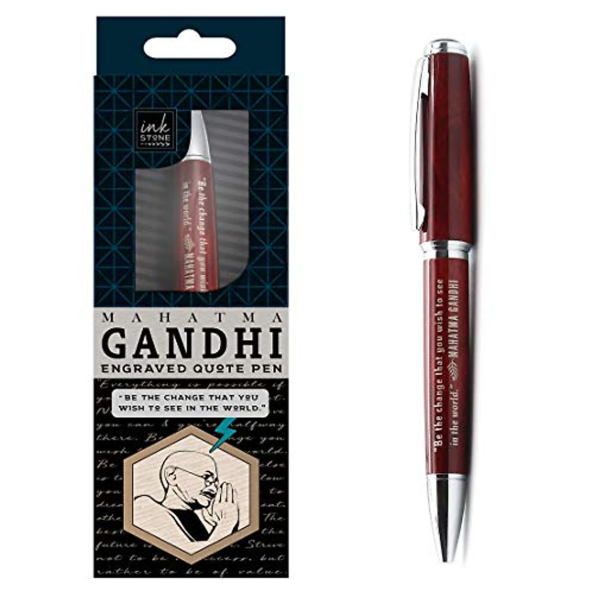 Mahatma Gandhi Inspirational Quote Pen - Be the Change that You Wish to See in the World. - Office Business Quote Gifts for Creative Professionals Students Coworkers Colleagues Men Women