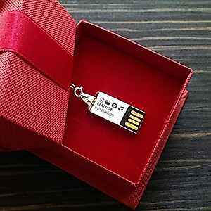 Engraved USB Jewelry Pendant Necklace, Gift for Girlfriend, Gift for Her, Swarovski, 925 Silver Flash Memory Stick Pen Drive Disk 64GB Handmade,Included 925 Silver Chain Jewelry or Gift Box