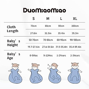 Duomiaomiao Baby Sleep Sack 12-24 Months 100% Cotton 1.5 TOG Four Season Baby Wearable Blanket, Breathable Comfy Toddler Sleeping Sack