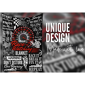 InnoBeta Car Racing Gifts, Cool Speed Racing Car Throw Blanket for Kids Boys 50"x65", Perfect for Sofa Bed Couch, Car Racing Quotes