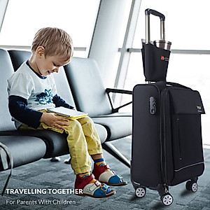 simpletome Luggage Cup Holder Hands-Free Travel Drink Caddy Bag Attachment Simple Style Elastic Materials Easy to Install and Remove(Black)