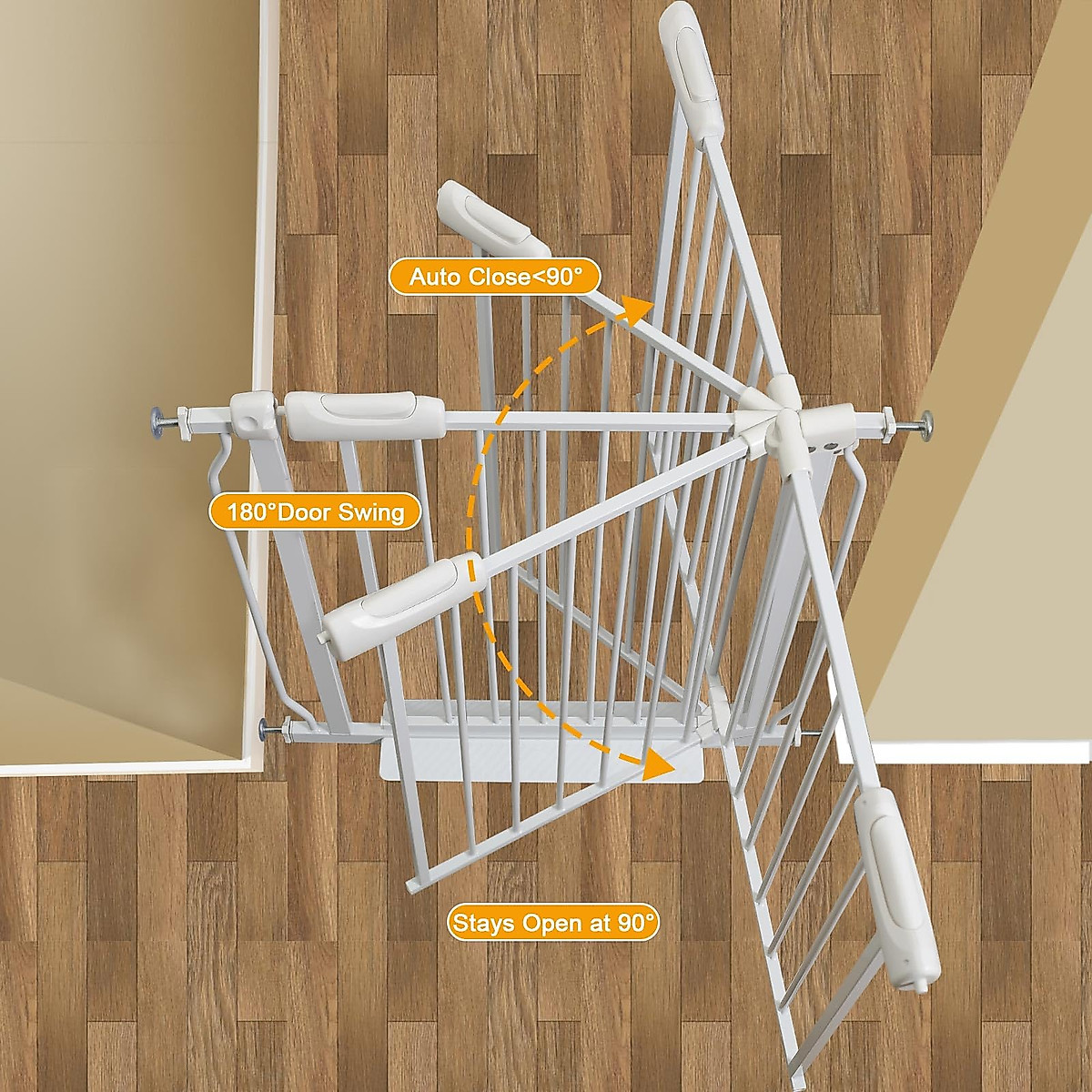 BELABB Extra Wide Baby Gate Tension Indoor Safety Gates White Metal Large Pet Gate Pressure Mounted Walk Through Long Dog Gate for The House Doorways Stairs (62.2 Inch-66.9 Inch/158cm-170cm, White)