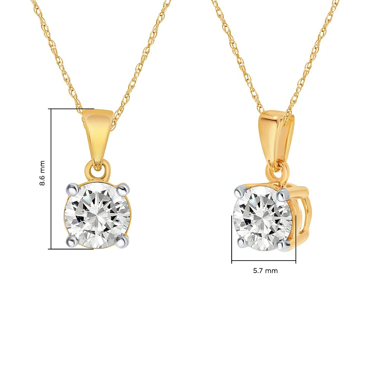 Lab Created Solitaire Diamond Necklaces for Women | 3/4 CT. TW. Real 14 KT Yellow Gold Diamond Necklace Pendants | Certified GH VS/SI Women's Diamond Jewelry